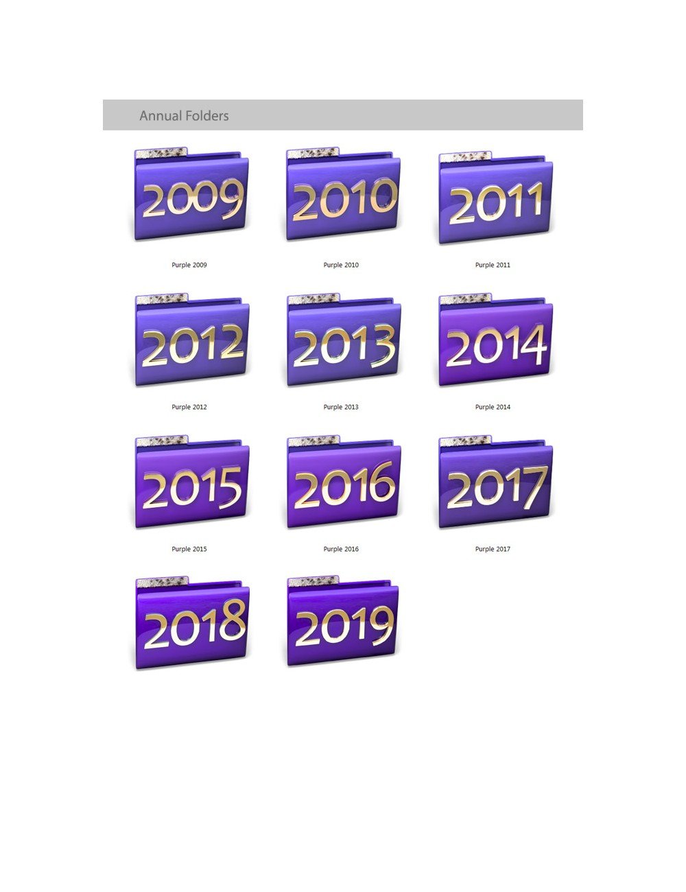 Annual folder icons