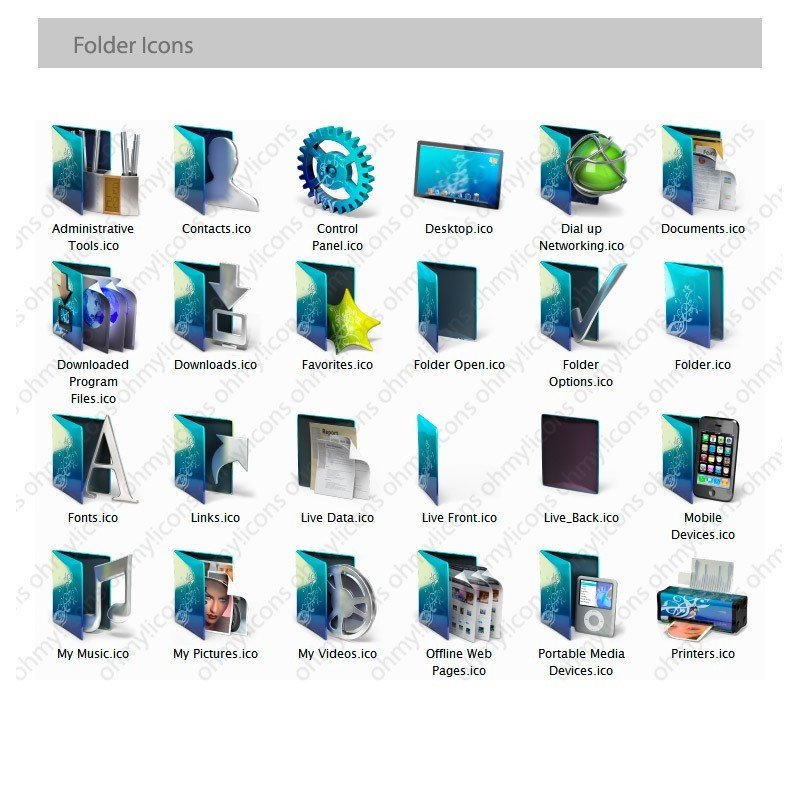 cyan folder icons
