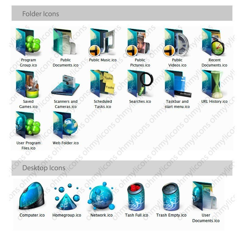 cyan folder icons
