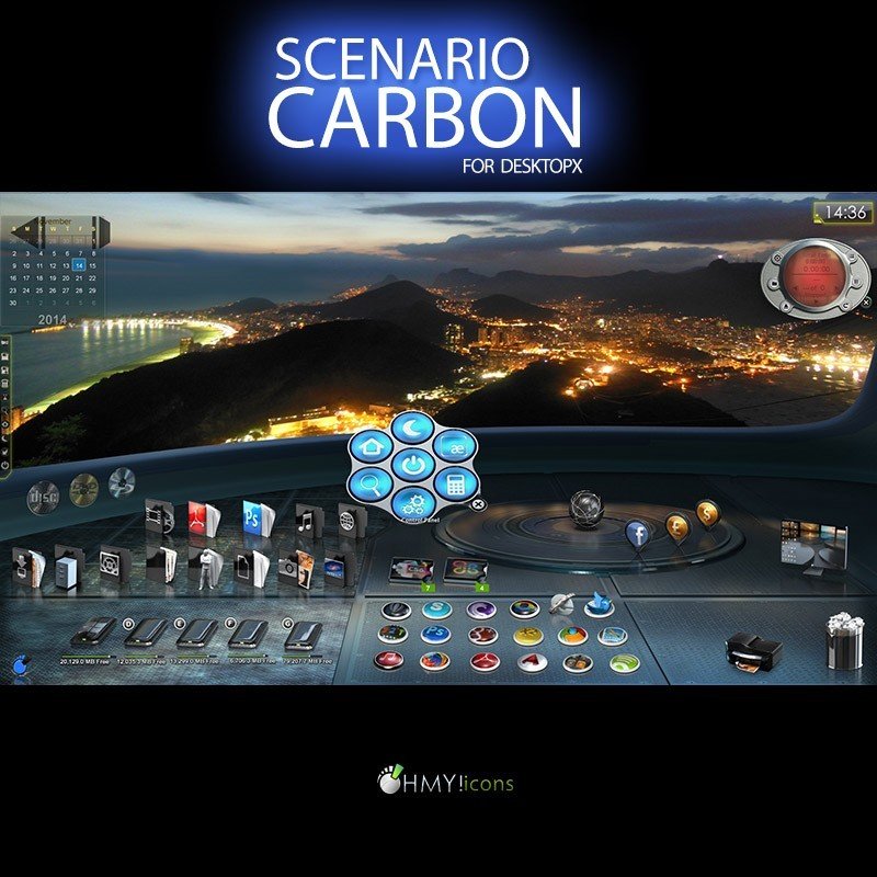 Desktopx and icon theme Carbon