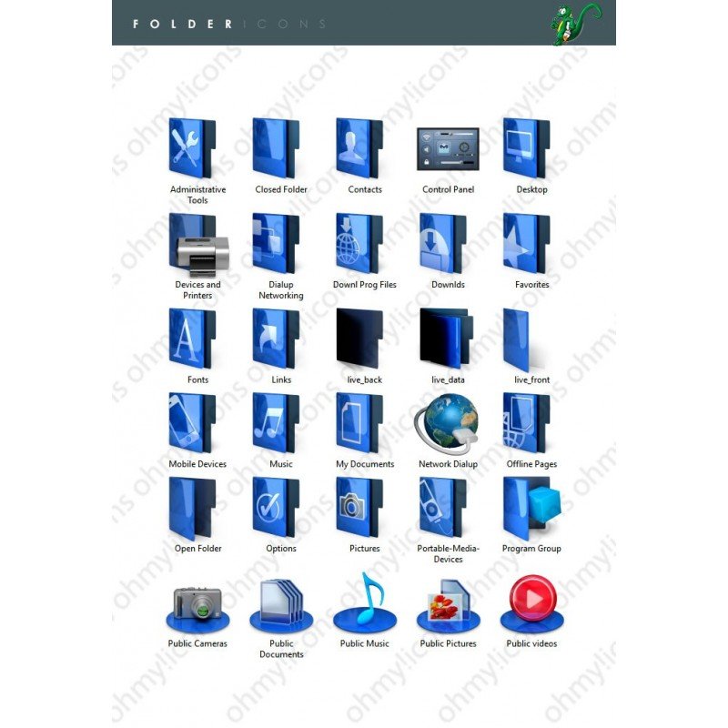 Blue icon theme for Windows 10.