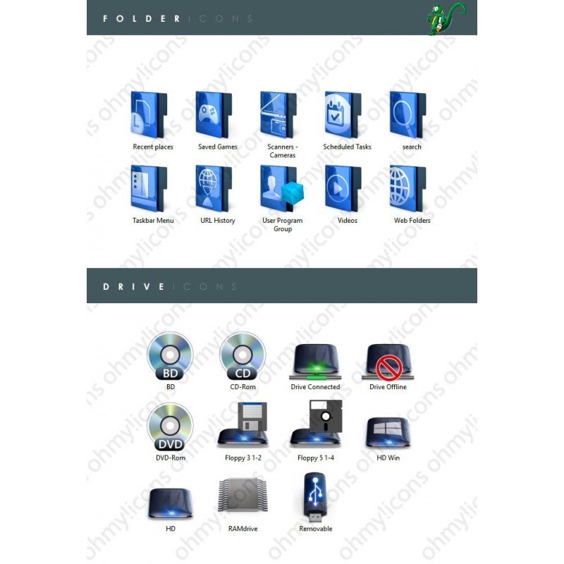 Blue icon theme for Windows 10.