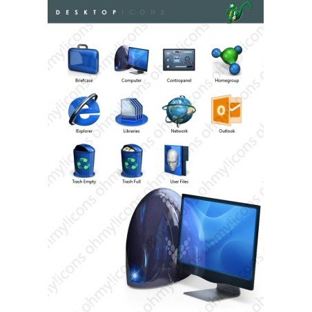 Blue icon theme for Windows 10.